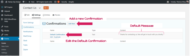 How to Customize Confirmations message in Gravity Forms